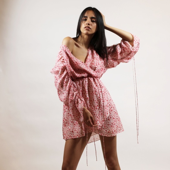 Gritsaidesign | Dresses | Natural Silk Floral Flowy Wrap Dress With ...